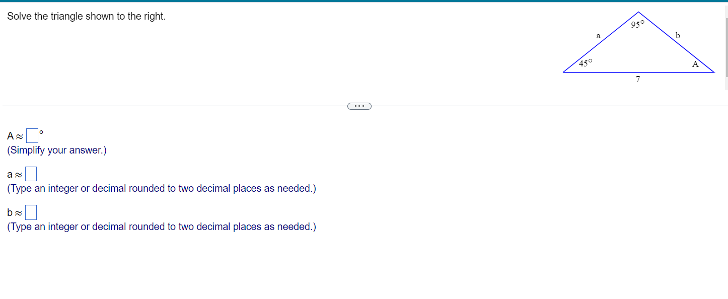 Solved Solve the triangle shown to the right.A~~@(Simplify | Chegg.com