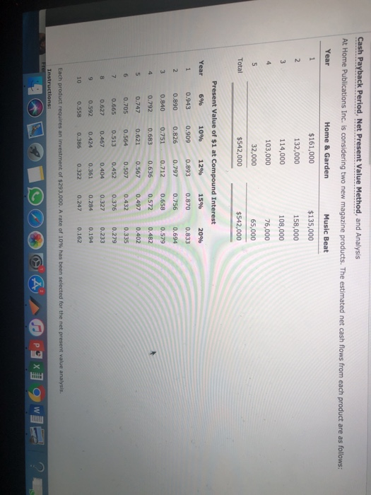 Solved Cash Payback Period, Net Present Value Method, and | Chegg.com