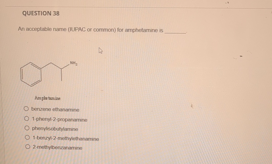 Solved QUESTION 38An acceptable name (IUPAC or common) ﻿for | Chegg.com