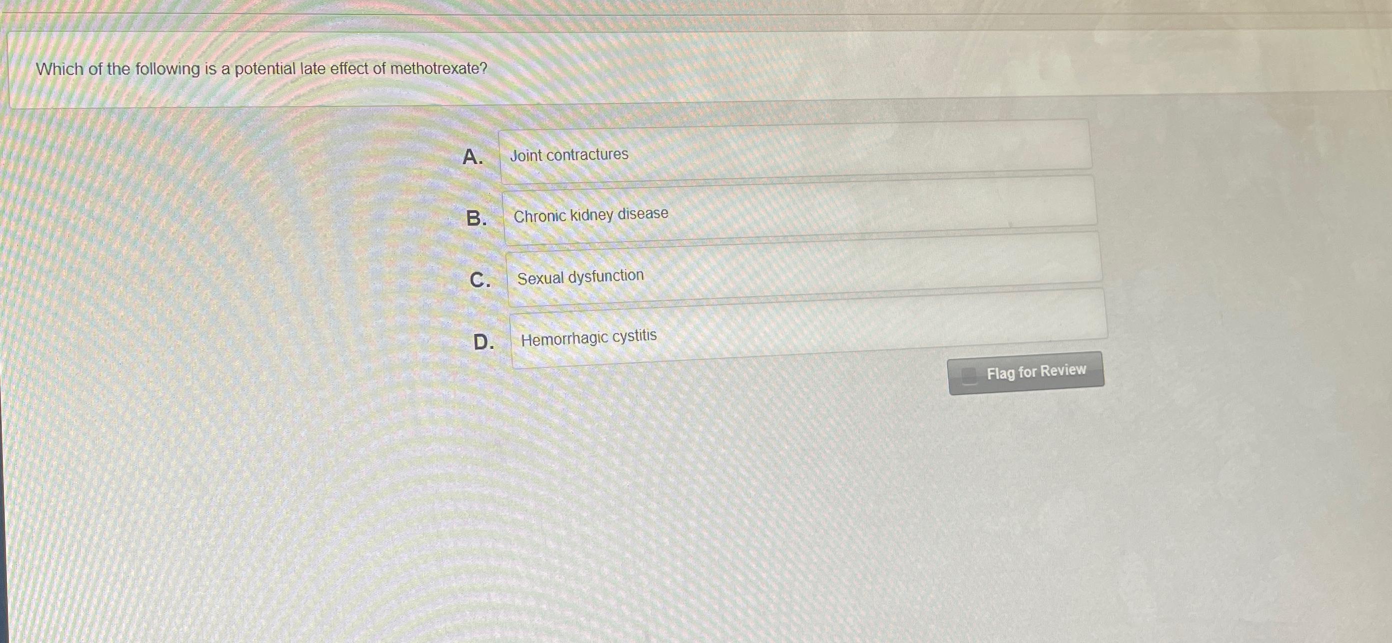 Solved Which of the following is a potential late effect of | Chegg.com