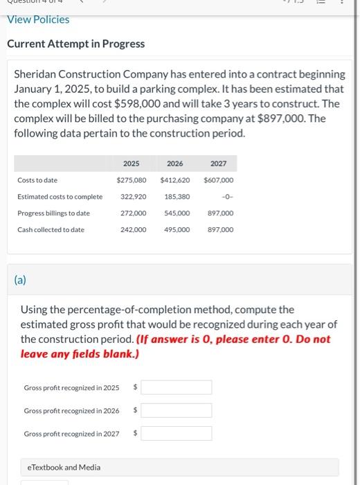 Solved Sheridan Construction Company has entered into a | Chegg.com