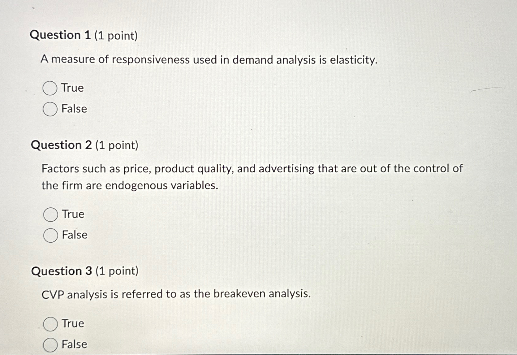 Solved Question 1 (1 ﻿point)A measure of responsiveness used | Chegg.com