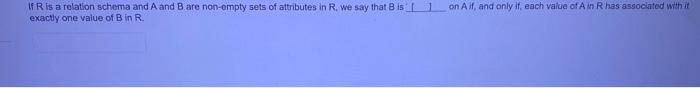 Solved If R is a relation schema and A and B are non-empty | Chegg.com