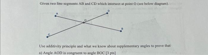 Solved Given two line segments AB and CD which intersect at | Chegg.com