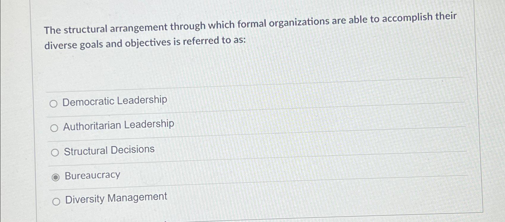 Solved The structural arrangement through which formal | Chegg.com