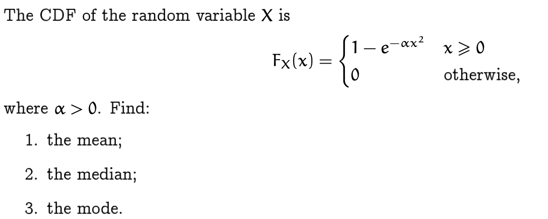 Solved The CDF of the random variable x | Chegg.com