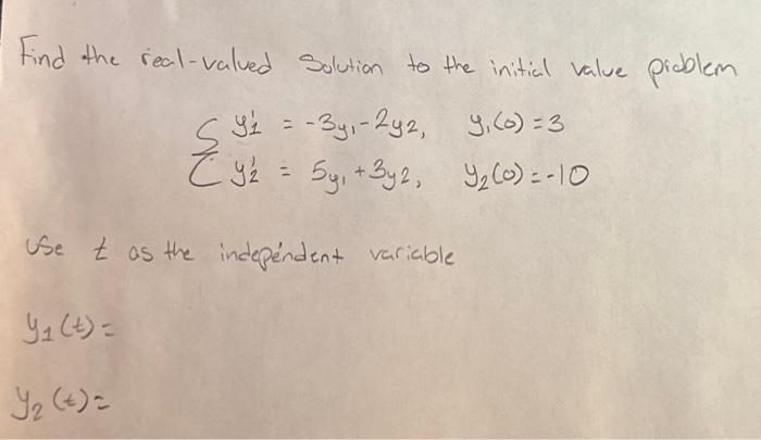 Solved Find the real-valued Solution to the initial value | Chegg.com
