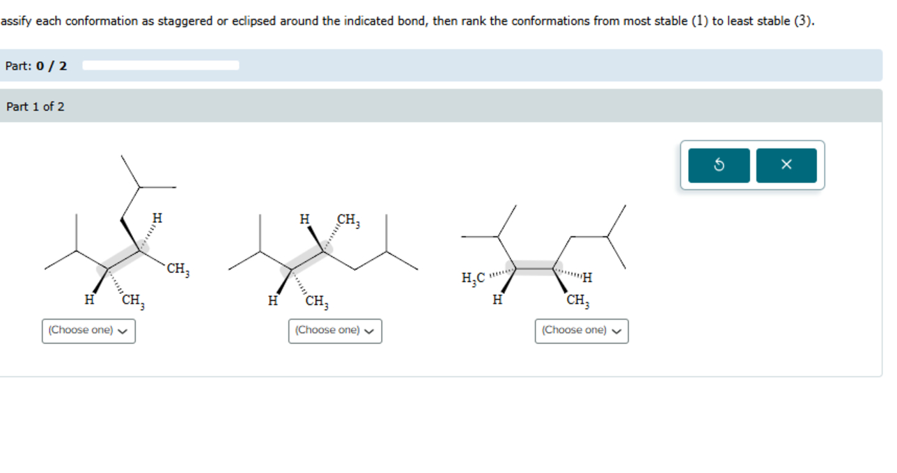 Solved assify each conformation as staggered or eclipsed | Chegg.com