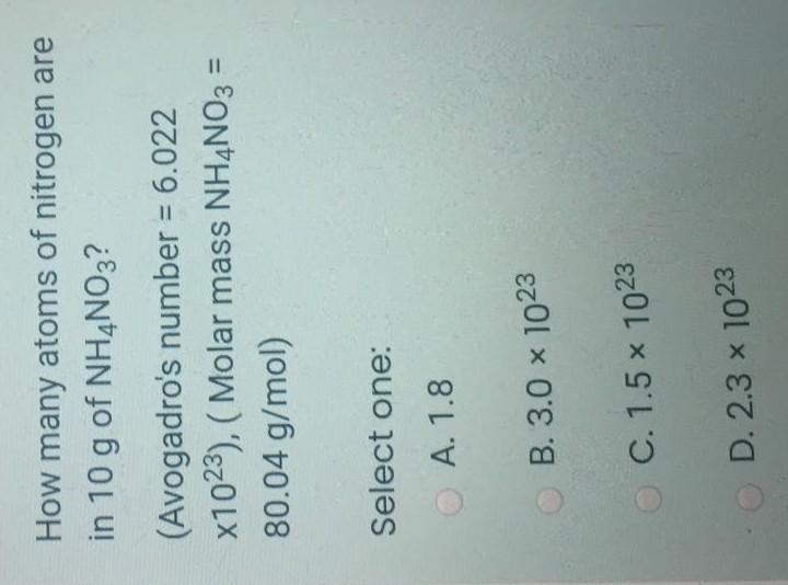 Solved How many atoms of nitrogen are in 10 g of NH4NO3? | Chegg.com