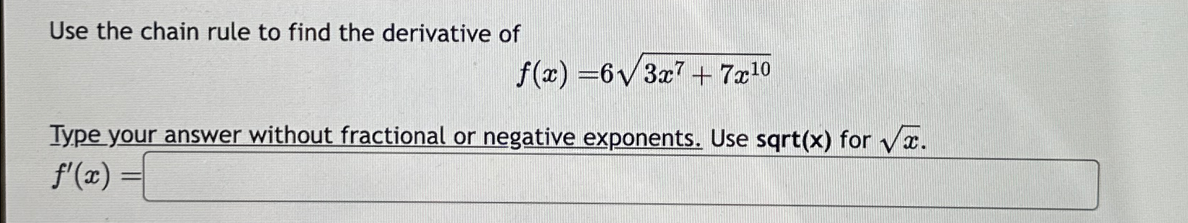 Solved Use the chain rule to find the derivative | Chegg.com