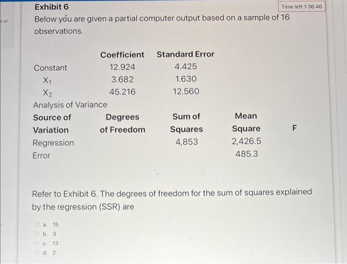 Solved Exhibit 6 Below You Are Given A Partial Computer 6094
