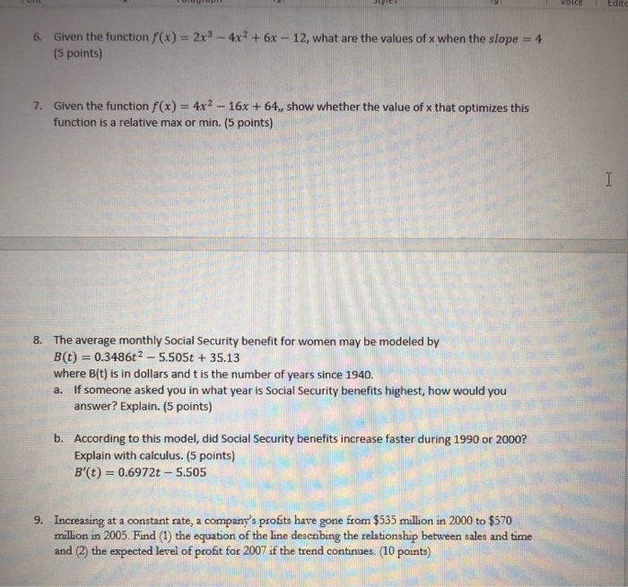 Solved voice Edito 6. Given the function f(x) = 2x - 4x2 + | Chegg.com
