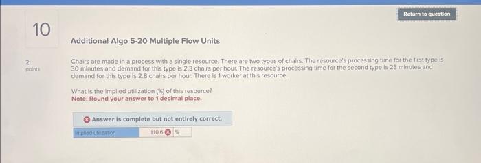 Solved Additional Algo 5-20 Multiple Flow Units Chairs are | Chegg.com