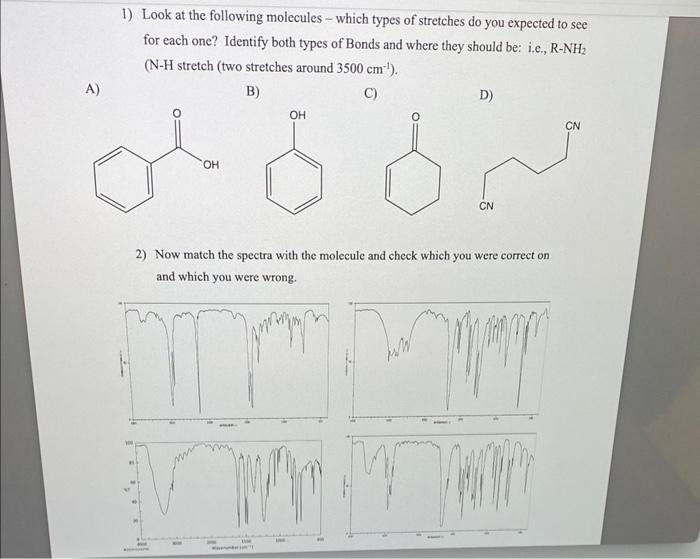 Solved 1) Look at the following molecules - which types of | Chegg.com
