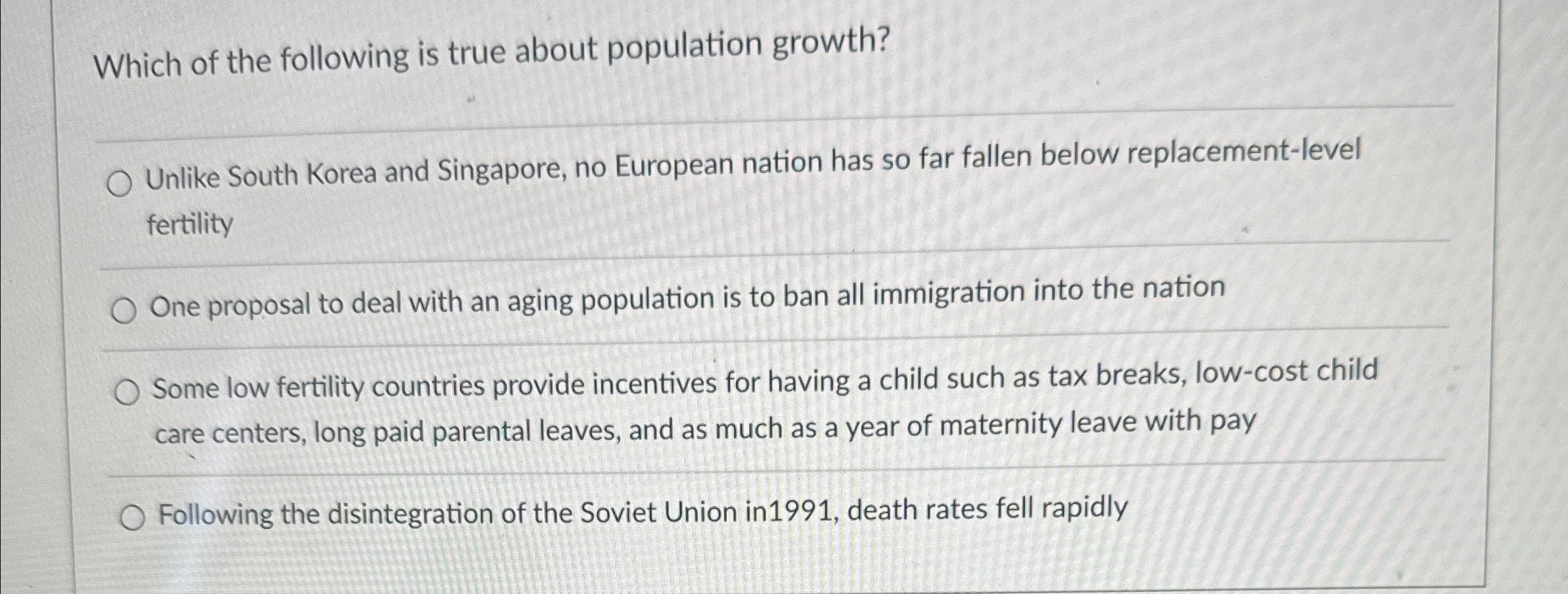 Solved Which of the following is true about population | Chegg.com