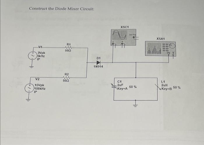 Solved Diode Mixer Circuit Amplitude Modulation using a | Chegg.com