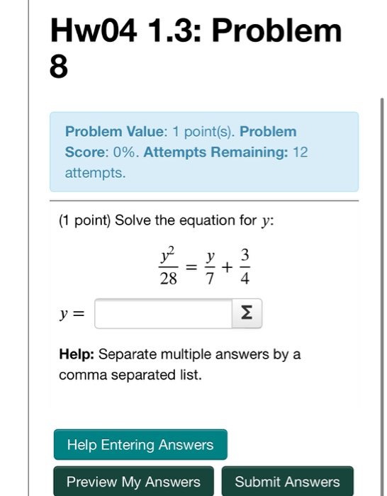 Solved Hw04 1.3: Problem Problem Value: 1 point(s). Problem | Chegg.com