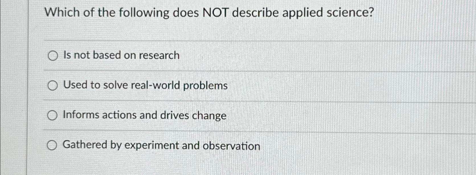 Solved Which of the following does NOT describe applied | Chegg.com