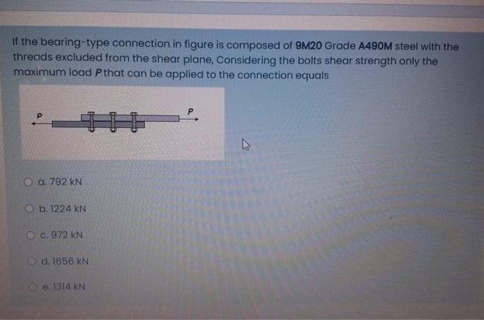 Solved If the bearing-type connection in figure is composed | Chegg.com
