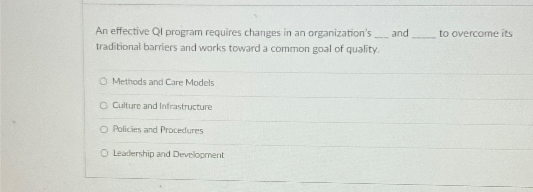Solved An effective Ql program requires changes in an | Chegg.com