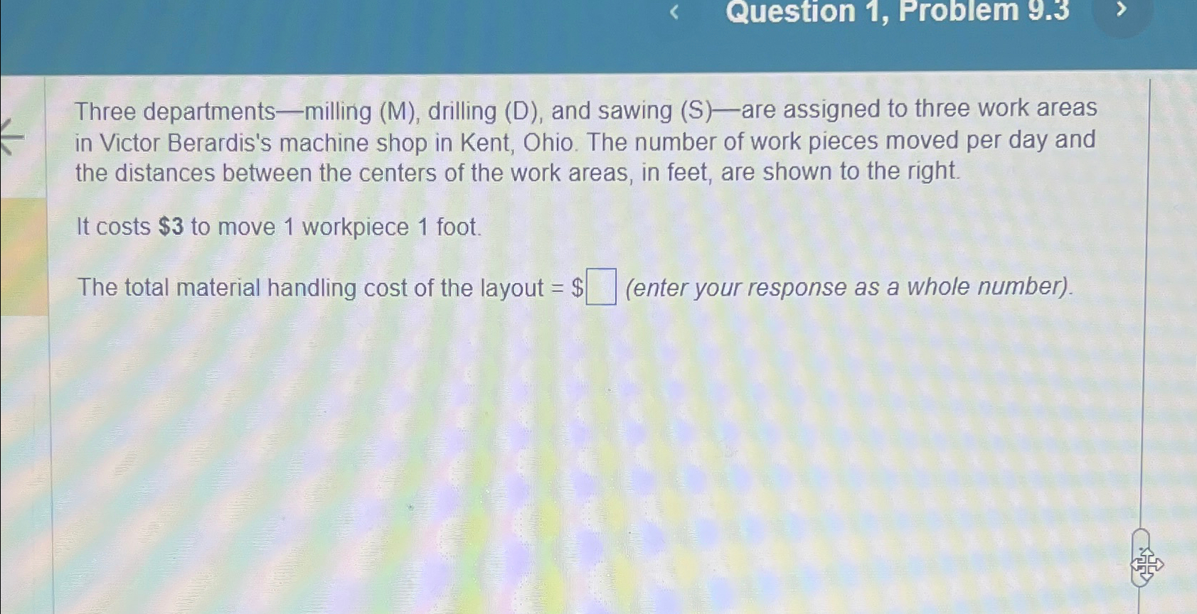 Solved Question 1, ﻿Problem 9.3Three departments - ﻿milling | Chegg.com
