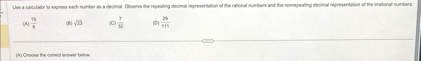 Solved Use a calculator to express each number as a decimal. | Chegg.com