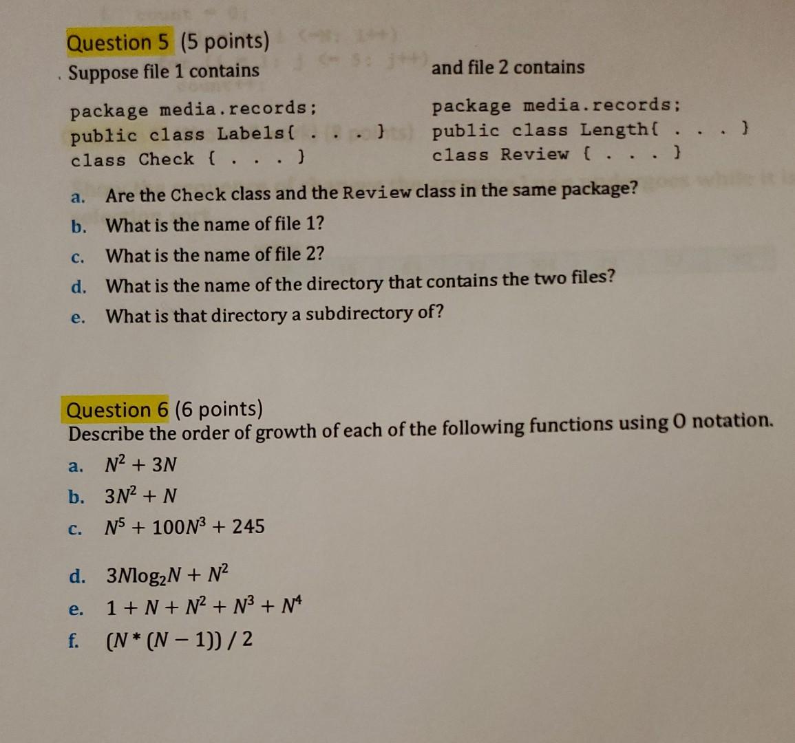 Solved Question 5 (5 points) Suppose file 1 contains package | Chegg.com