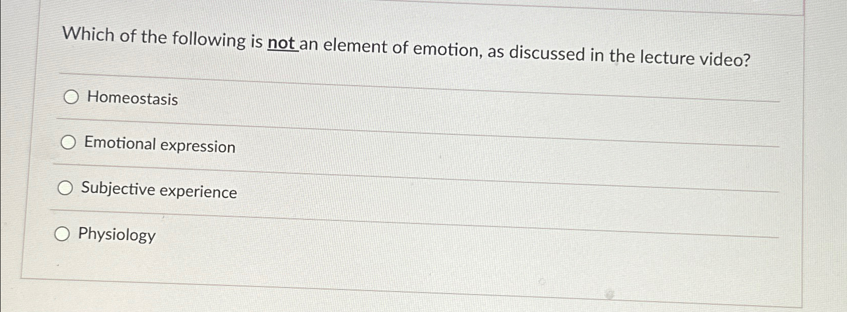 Solved Which of the following is not an element of emotion, | Chegg.com
