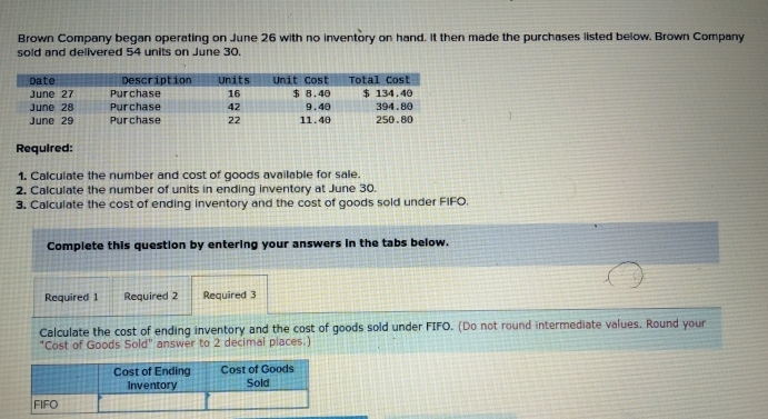 Solved Brown Company began operating on June 26 ﻿with no | Chegg.com