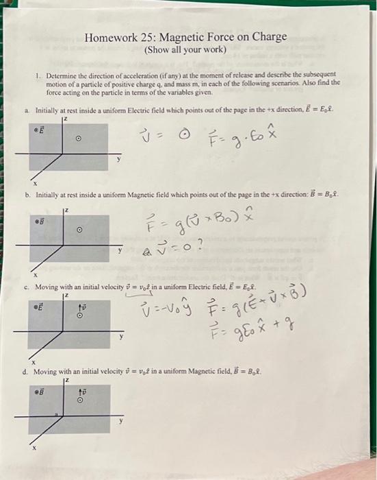 Solved Homework 25: Magnetic Force on Charge (Show all your | Chegg.com