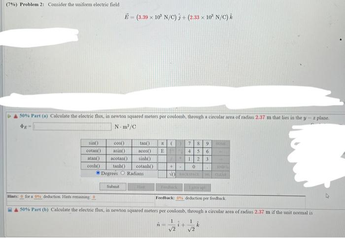 Solved (7\%) Problem 2: Consider the uniform electric field | Chegg.com