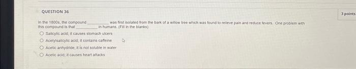 Solved QUESTION 36 In the 1800s, the compound this compound | Chegg.com