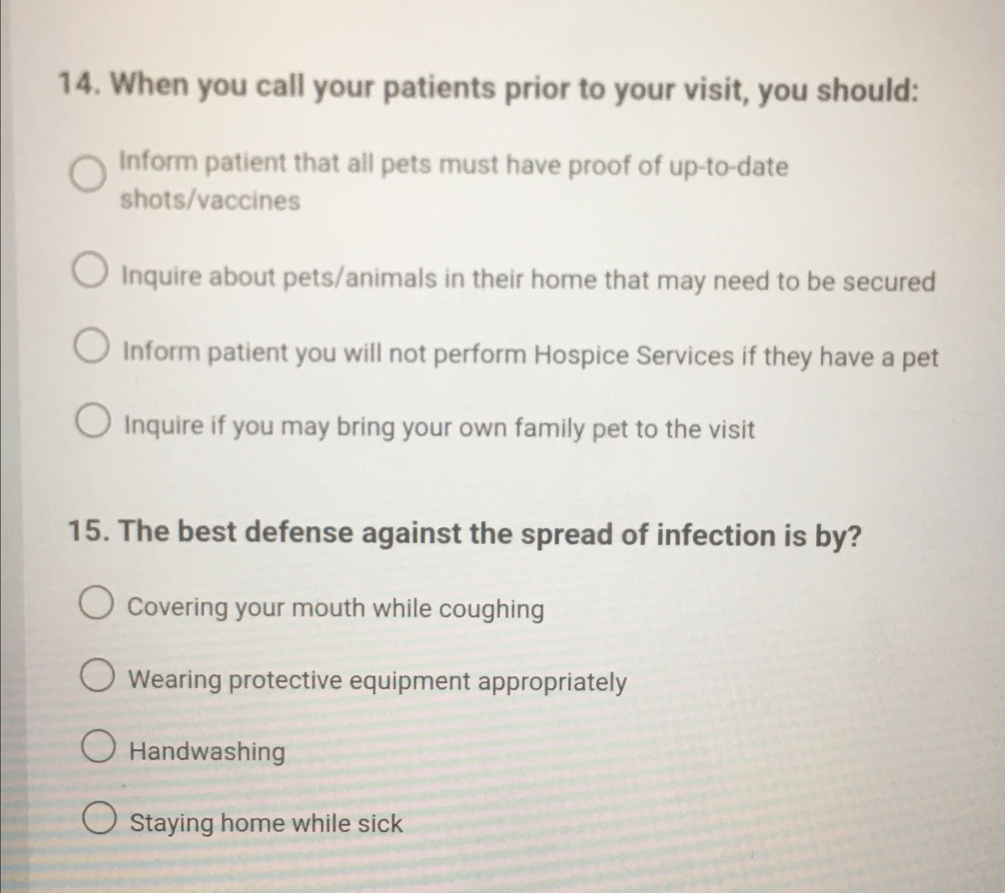 Solved When you call your patients prior to your visit, you | Chegg.com