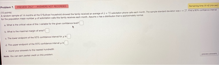Solved Problem 7. PREVIEW ONLY -- ANSWERS NOT RECORDED (10 | Chegg.com