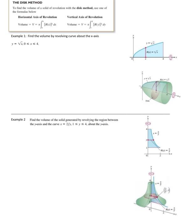 Solved THE DISK METHOD To find the volume of a solid of | Chegg.com