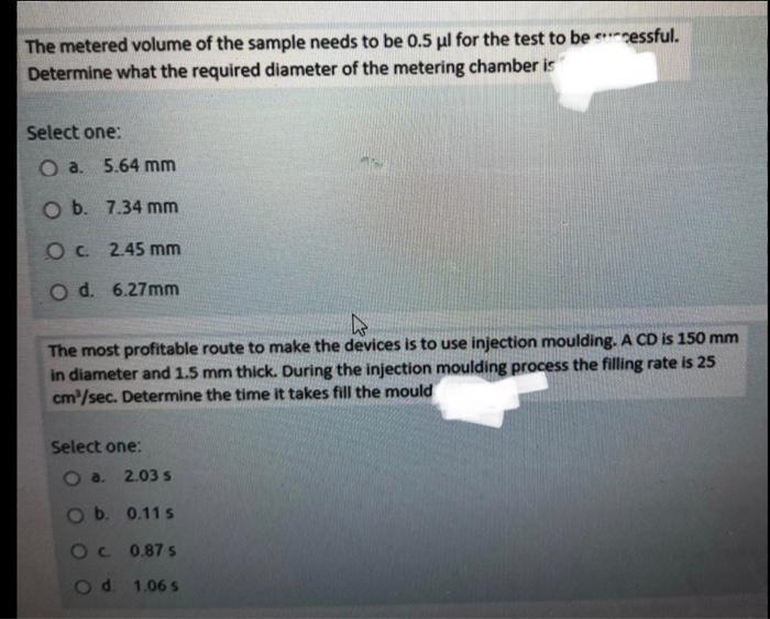 Solved The metered volume of the sample needs to be 0.5μl | Chegg.com