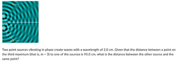Solved Two point sources vibrating in phase create waves | Chegg.com