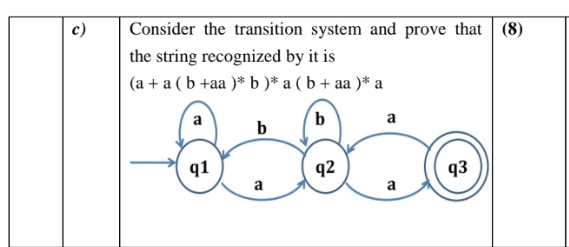 Solved c)Consider the transition system and prove that the | Chegg.com