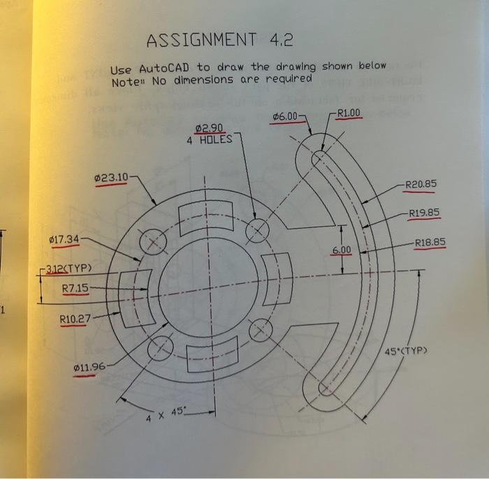 Solved Use AutoCAD to draw the drawing shown below Note" No | Chegg.com
