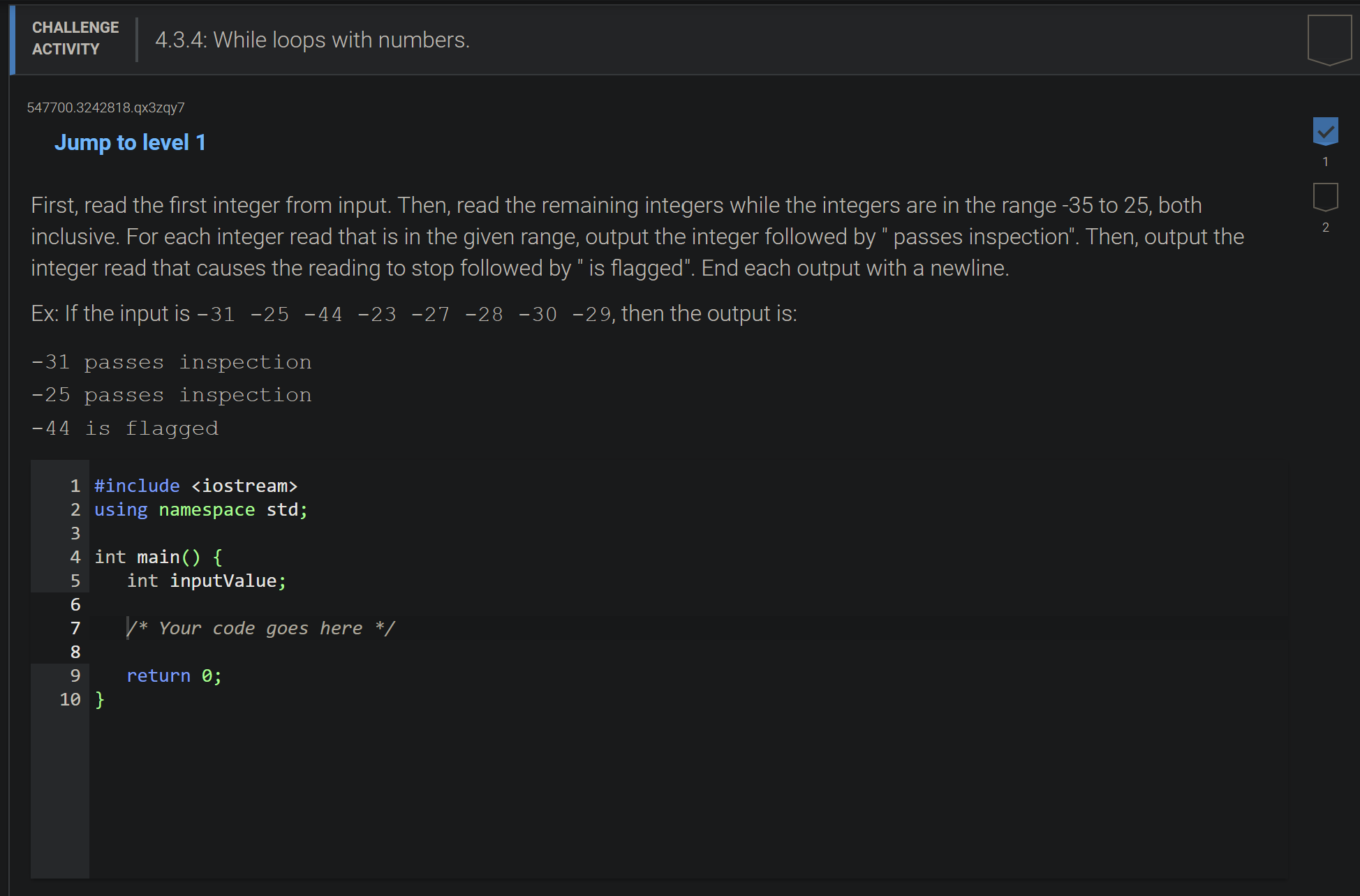 Solved Jump to level 1First, read the first integer from | Chegg.com