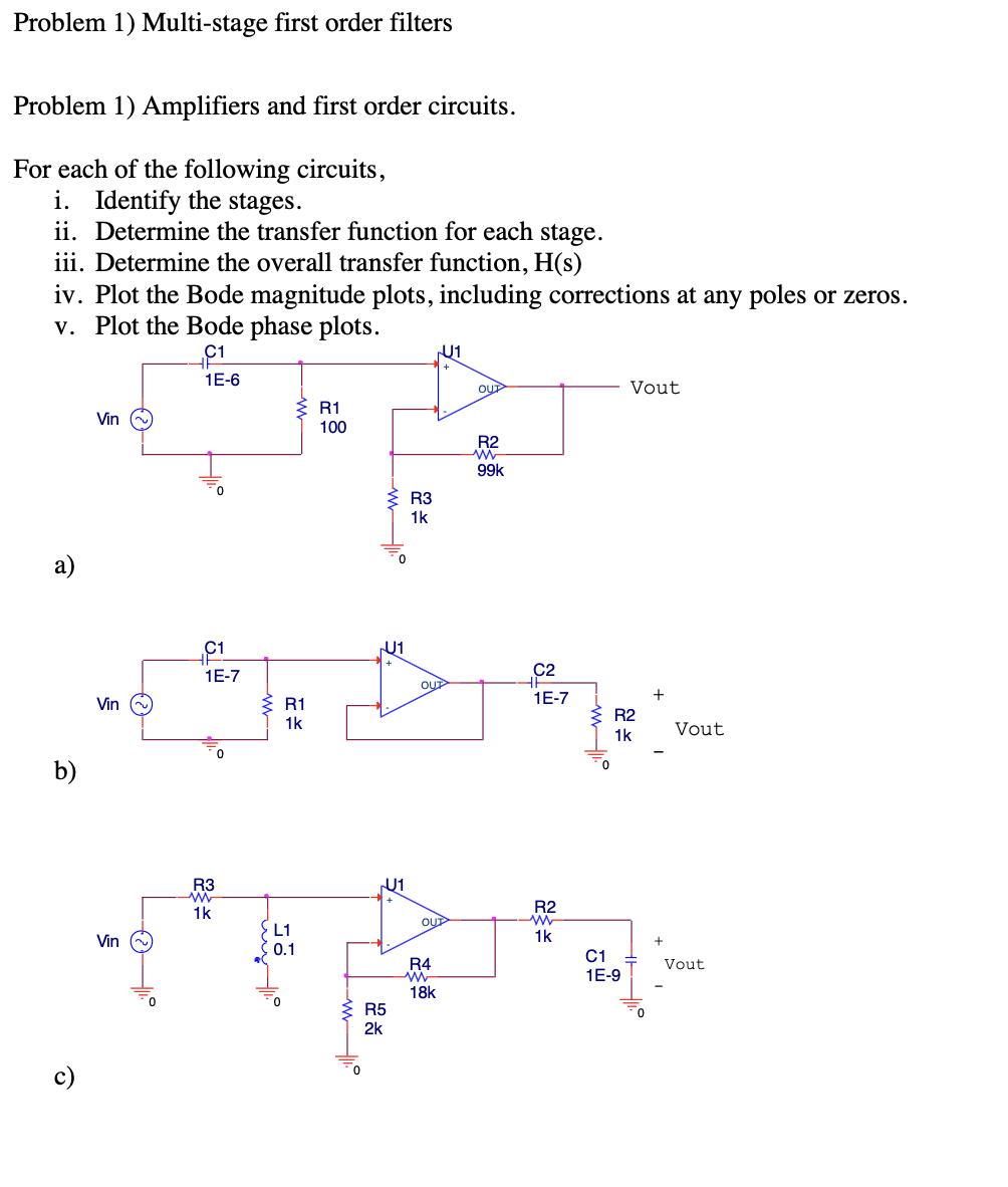 Solved Problem 1) ﻿Multi-stage first order filtersProblem 1) | Chegg.com