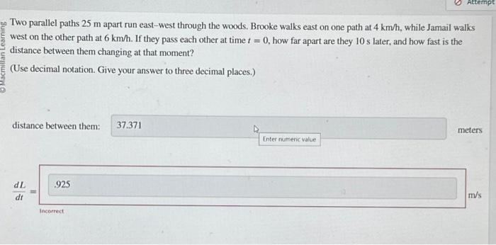 Solved Two parallel paths 25 m apart run east-west through | Chegg.com