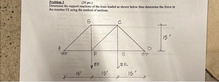 Solved Problem 3 (20 pts.) Determine the support reactions | Chegg.com
