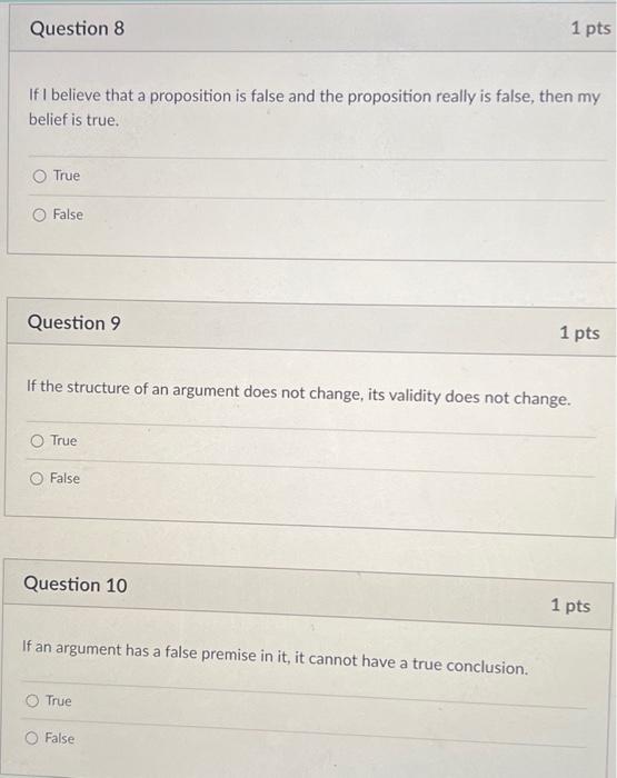 Solved A sound argument can contain a false premise. True | Chegg.com