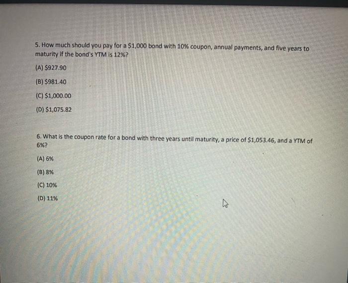 Solved 1. True or false? (a) When a coupon bond's YTM | Chegg.com