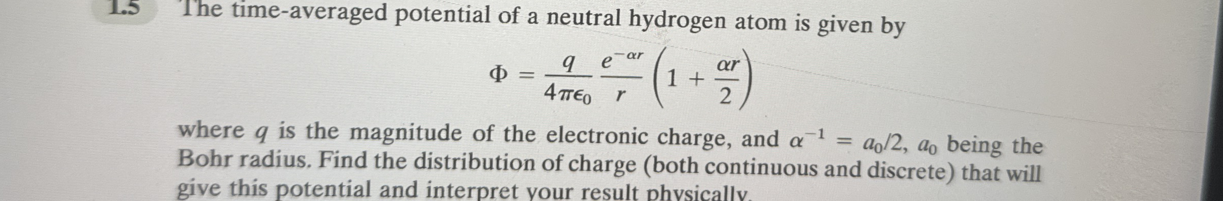 Solved 1.5 ﻿The time-averaged potential of a neutral | Chegg.com
