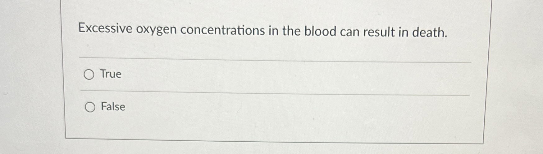 Solved Excessive oxygen concentrations in the blood can | Chegg.com