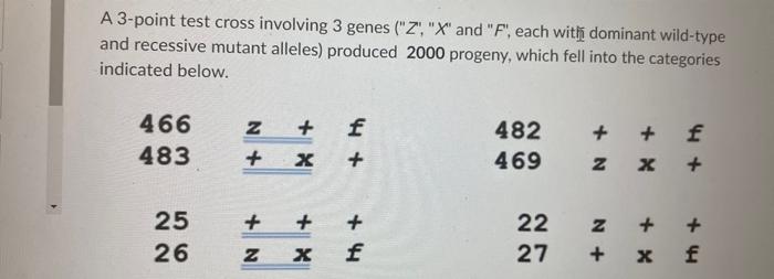 A 3-point test cross involving 3 genes ("Z", " X " | Chegg.com
