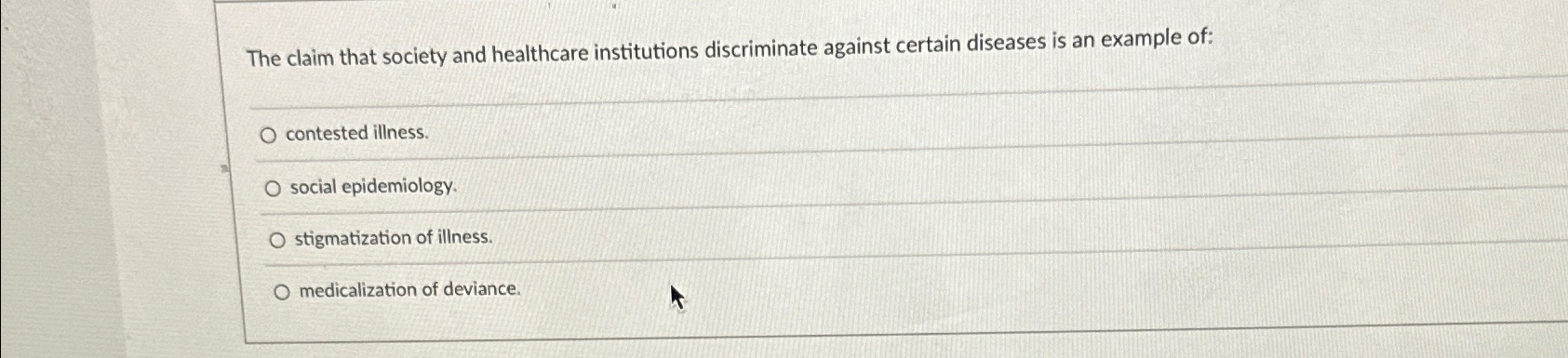 Solved The claim that society and healthcare institutions | Chegg.com