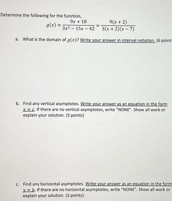 Solved Determine the following for the function, | Chegg.com